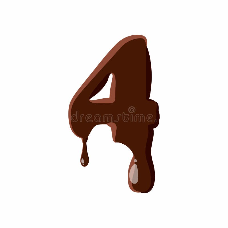 Number 4 from Latin Alphabet Made of Chocolate Stock Vector ...