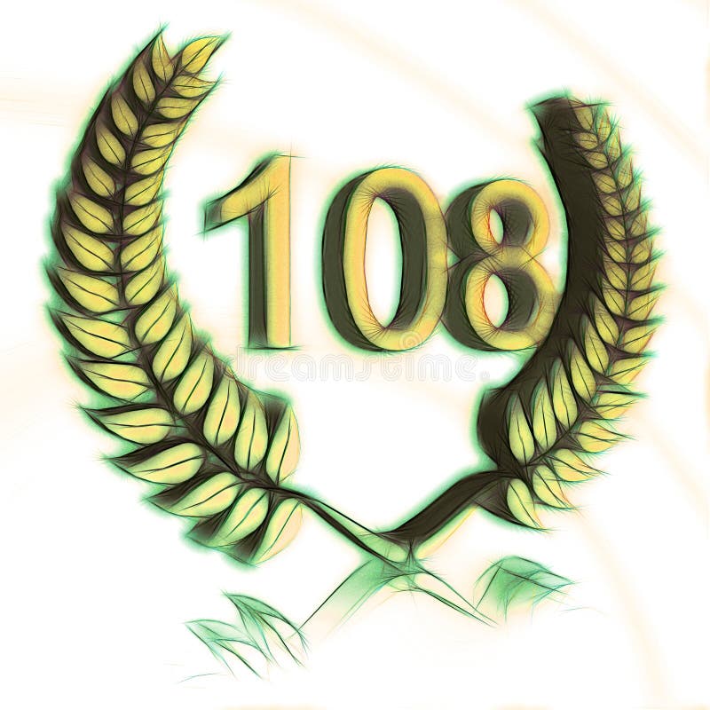 Number 108 with Laurel Wreath or Honor Wreath As a 3D-illustration, 3D ...