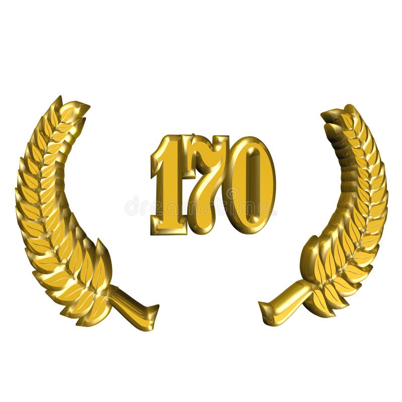 Number 170 with Laurel Wreath or Honor Wreath As a 3D-illustration, 3D ...