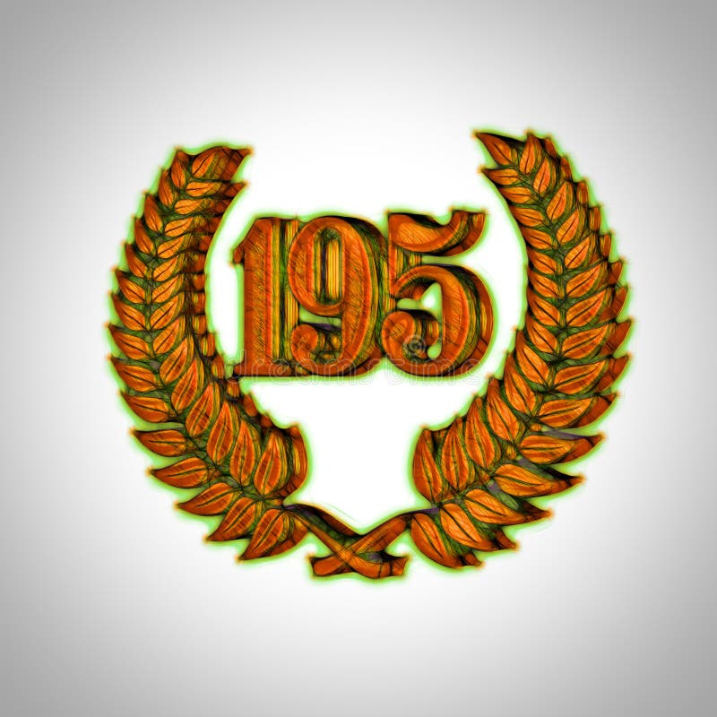 Number 195 with Laurel Wreath or Honor Wreath As a 3D-illustration, 3D ...