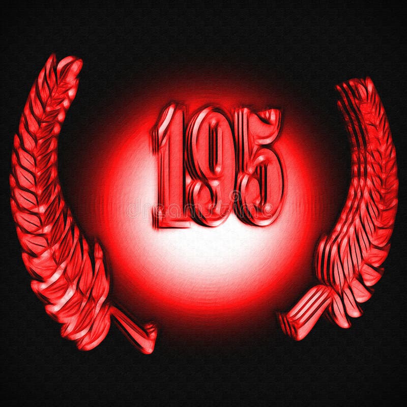 Number 195 with Laurel Wreath or Honor Wreath As a 3D-illustration, 3D ...