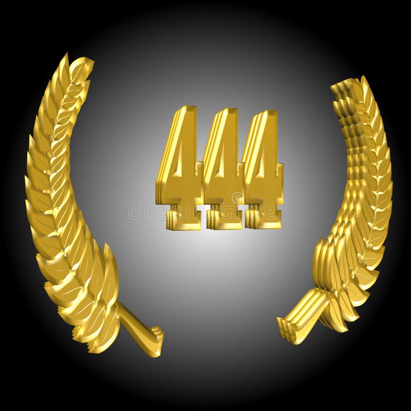 Number 444 with Laurel Wreath or Honor Wreath As a 3D-illustration, 3D ...