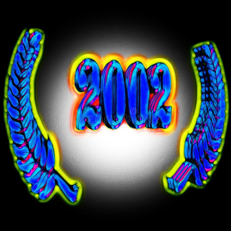 Number 2002 with Laurel Wreath or Honor Wreath As a 3D-illustration, 3D ...