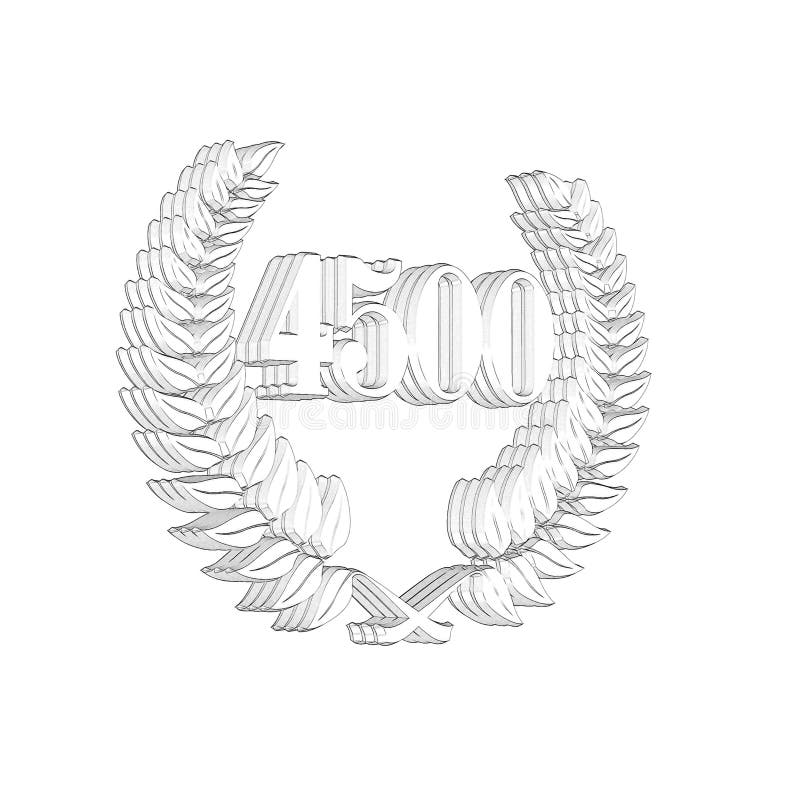 Number 4500 with Laurel Wreath or Honor Wreath As a 3D-illustration, 3D ...