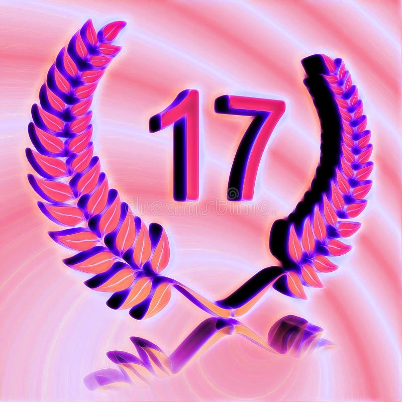Number 17 with Laurel Wreath or Honor Wreath As a 3D-illustration, 3D ...
