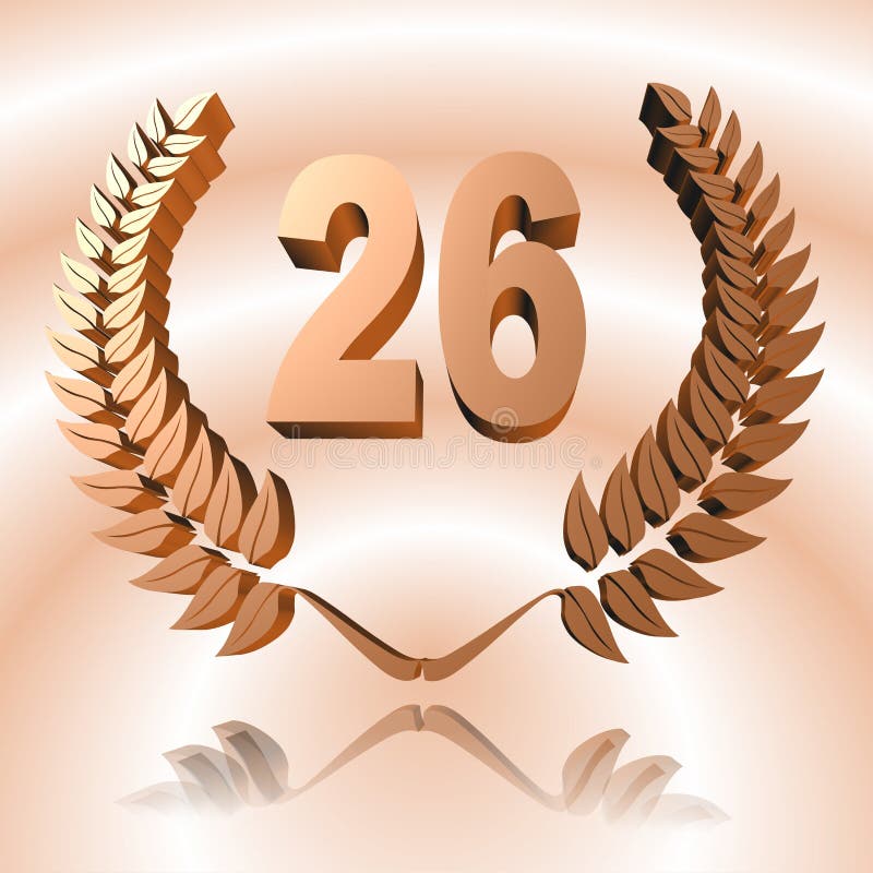 Number 26 with Laurel Wreath or Honor Wreath As a 3D-illustration, 3D ...
