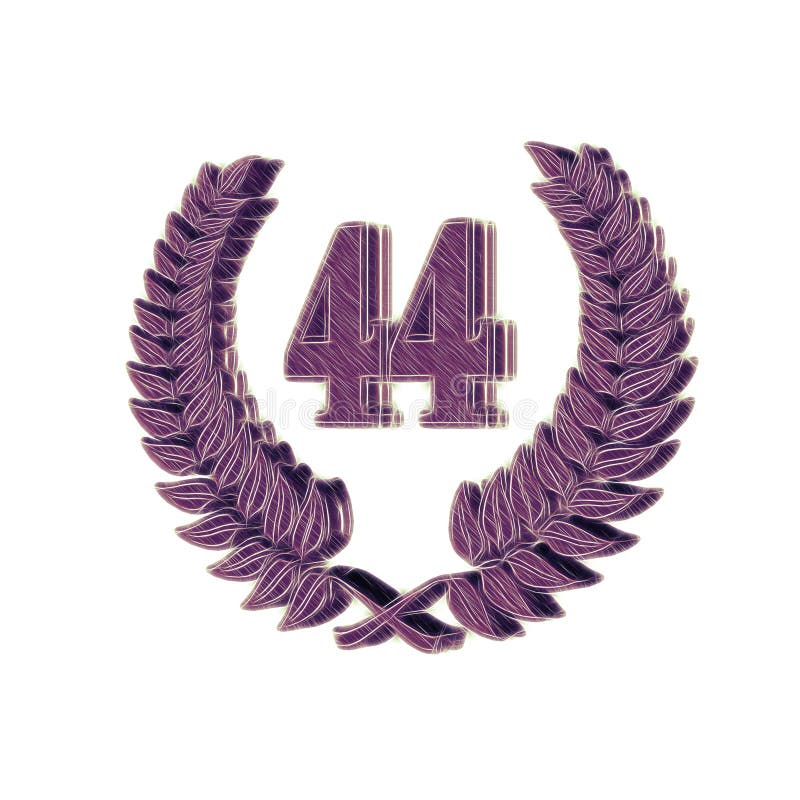 Number 44 with Laurel Wreath or Honor Wreath As a 3D-illustration, 3D ...