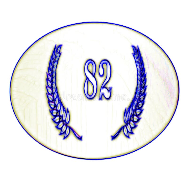 Number 82 with Laurel Wreath or Honor Wreath As a 3D-illustration, 3D ...
