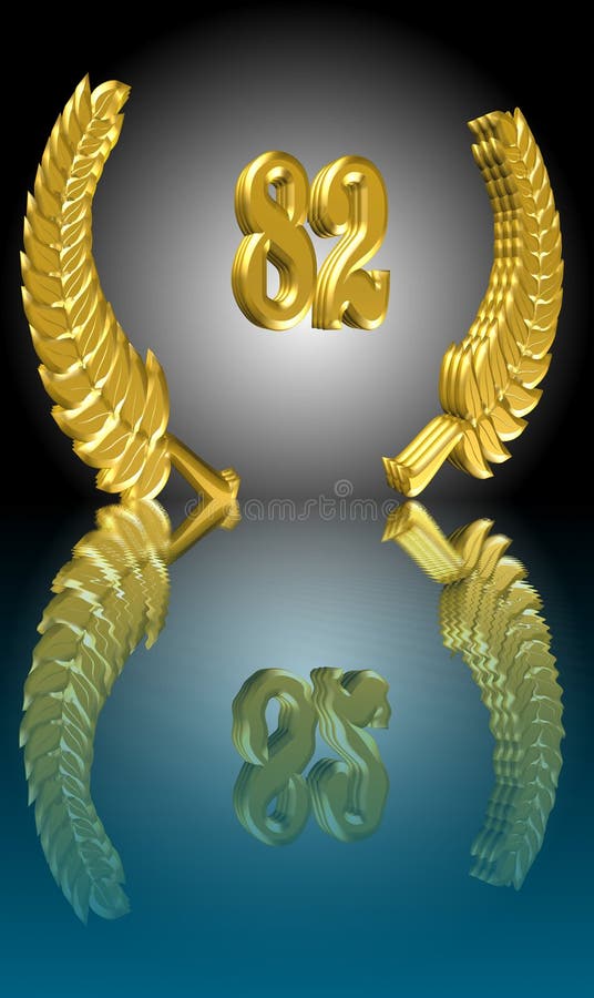 Number 82 with Laurel Wreath or Honor Wreath As a 3D-illustration, 3D ...