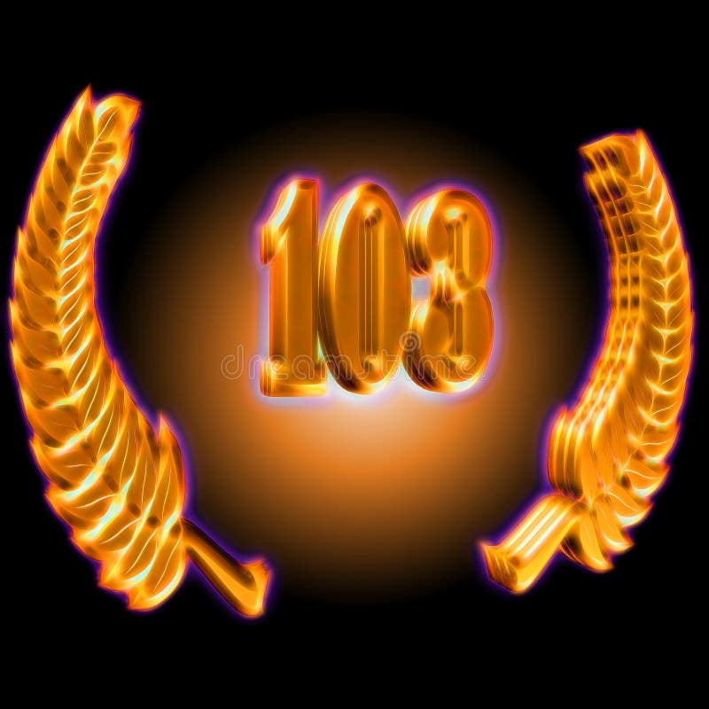 Number 103 with Laurel Wreath or Honor Wreath As a 3D-illustration, 3D ...