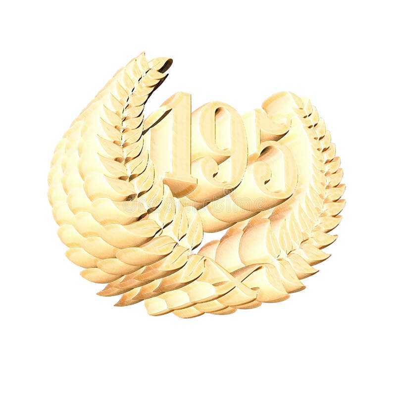 Number 195 with Laurel Wreath or Honor Wreath As a 3D-illustration, 3D ...