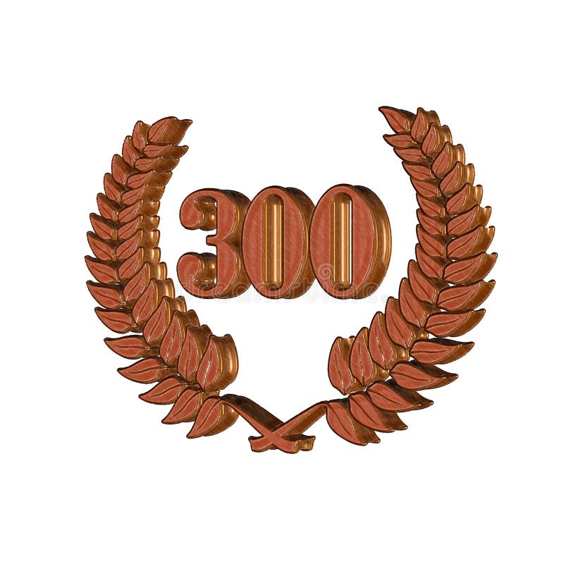 Number 300 with Laurel Wreath or Honor Wreath As a 3D-illustration, 3D ...