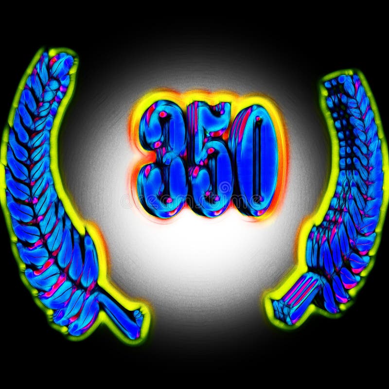 Number 350 with Laurel Wreath or Honor Wreath As a 3D-illustration, 3D ...