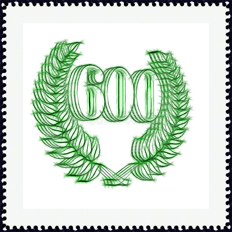 Number 600 with Laurel Wreath or Honor Wreath As a 3D-illustration, 3D ...