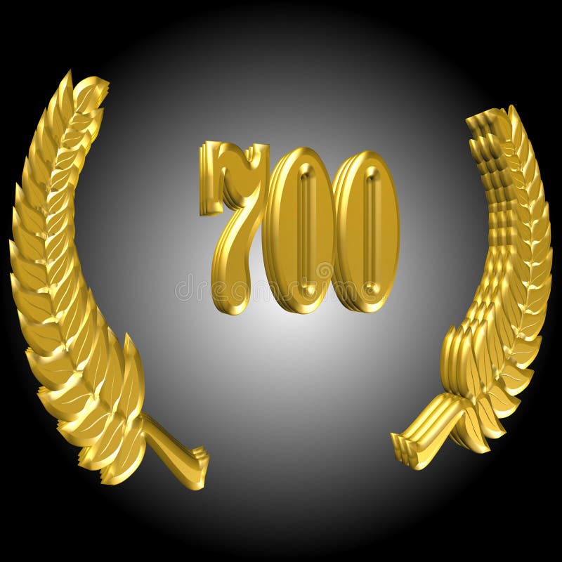 Number 700 with Laurel Wreath or Honor Wreath As a 3D-illustration, 3D ...