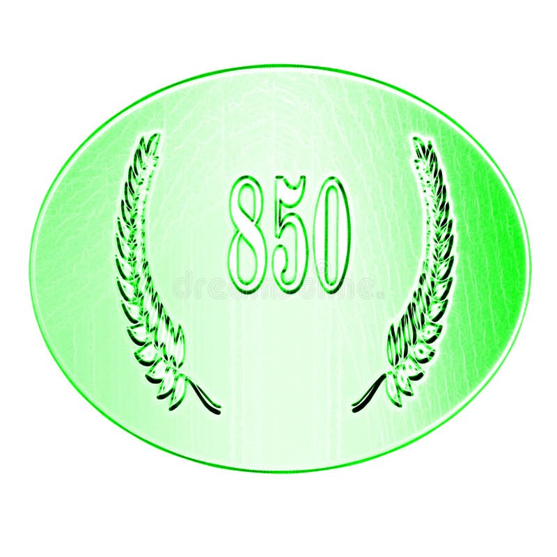 Number 850 with Laurel Wreath or Honor Wreath As a 3D-illustration, 3D ...