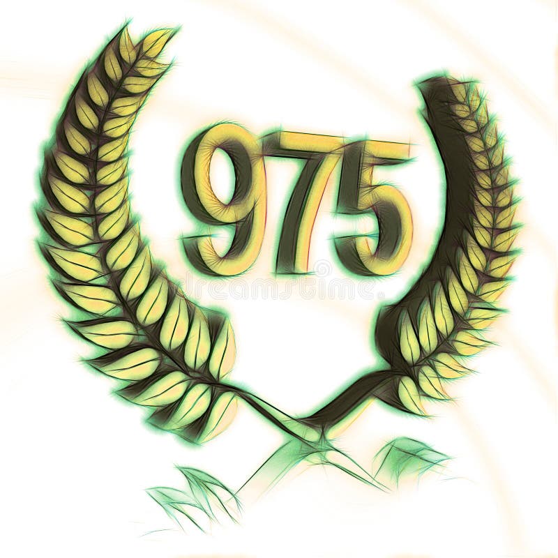 Number 975 with Laurel Wreath or Honor Wreath As a 3D-illustration, 3D ...