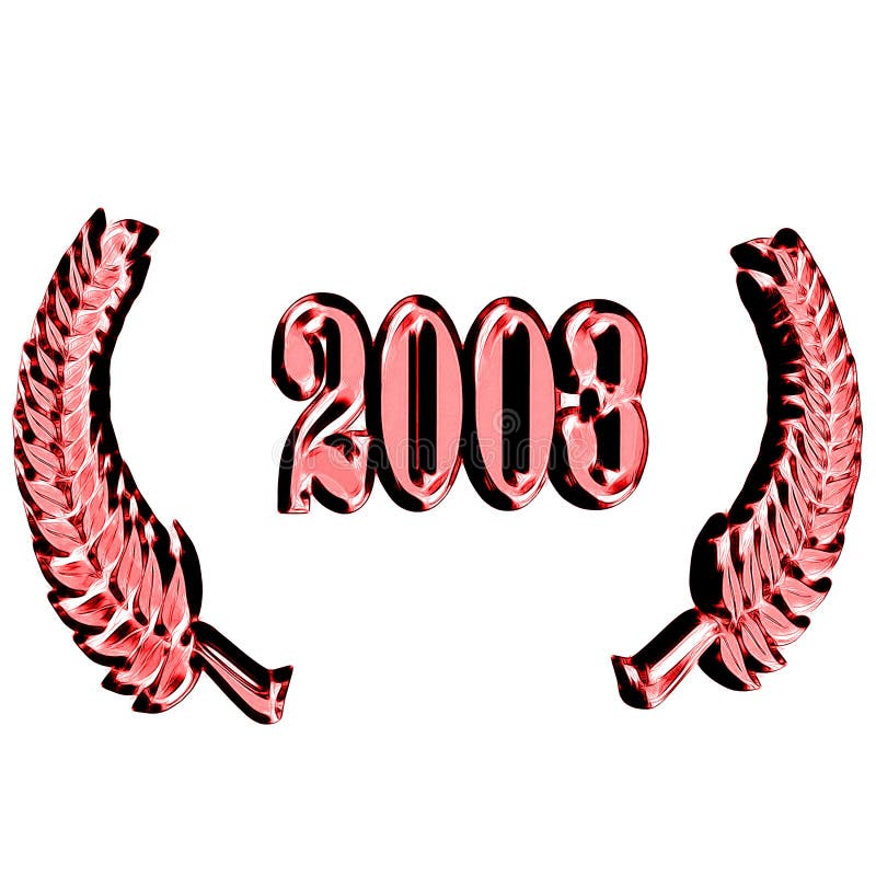 Number 2003 with Laurel Wreath or Honor Wreath As a 3D-illustration, 3D ...