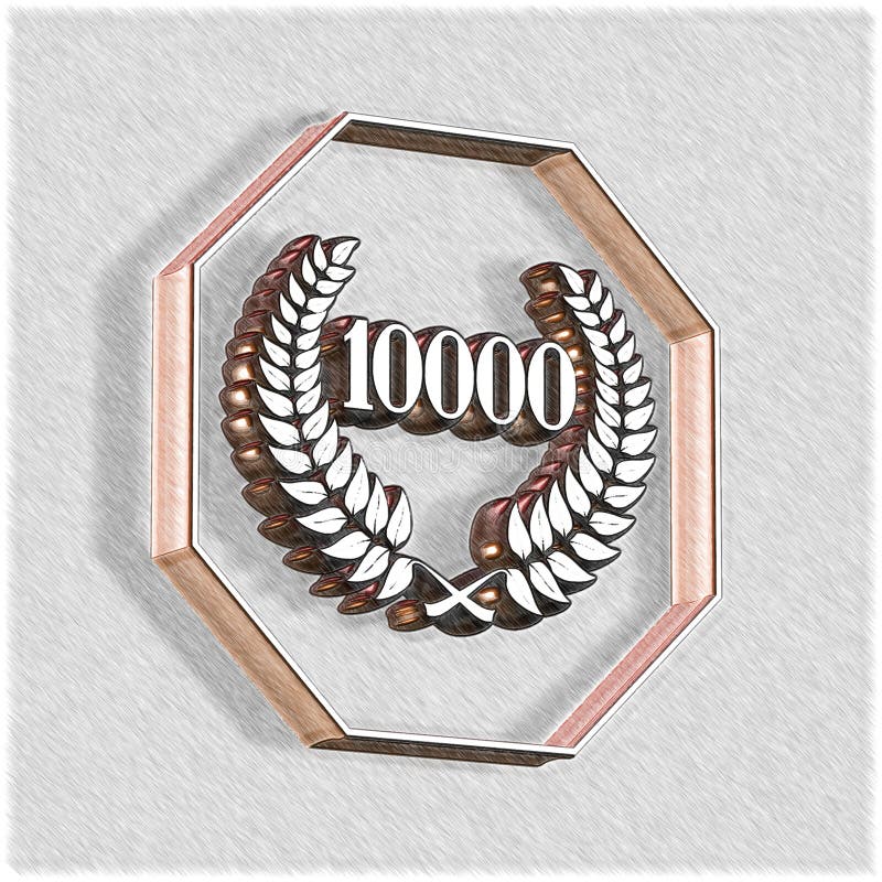 Number 10000 with Laurel Wreath or Honor Wreath As a 3D-illustration ...