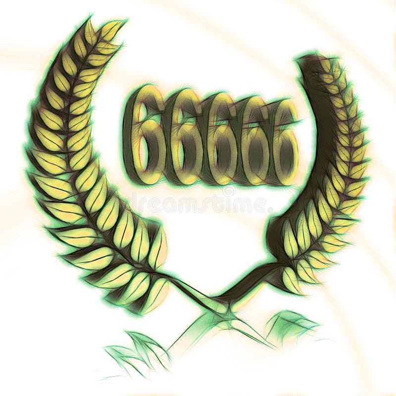 Number 66666 with Laurel Wreath or Honor Wreath As a 3D-illustration ...