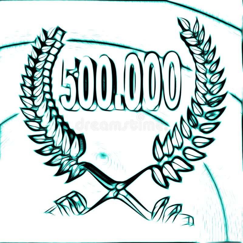 Number 500000 with Laurel Wreath or Honor Wreath As a 3D-illustration ...