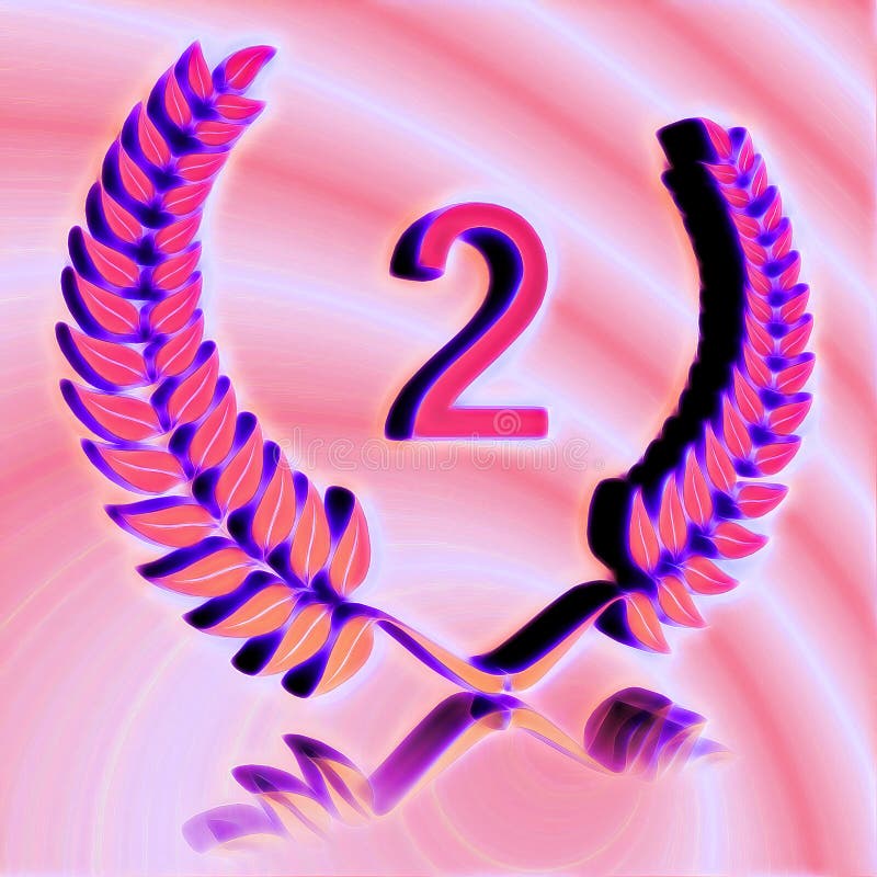 Number 2 with Laurel Wreath or Honor Wreath As a 3D-illustration, 3D ...