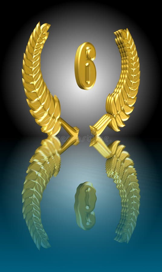 Number 6 with Laurel Wreath or Honor Wreath As a 3D-illustration, 3D ...