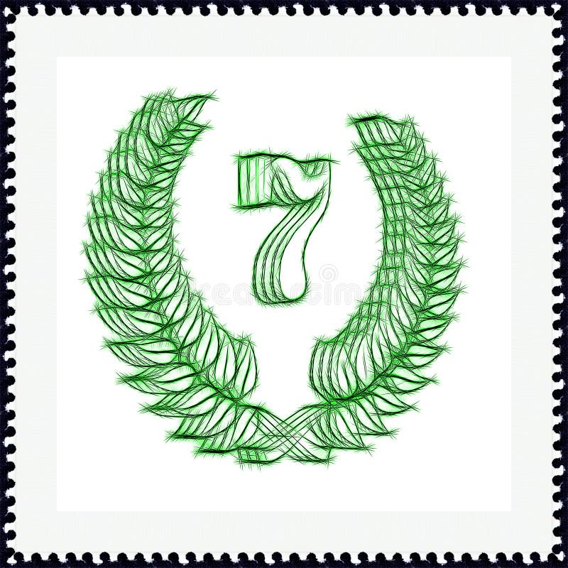 Number 7 with Laurel Wreath or Honor Wreath As a 3D-illustration, 3D ...