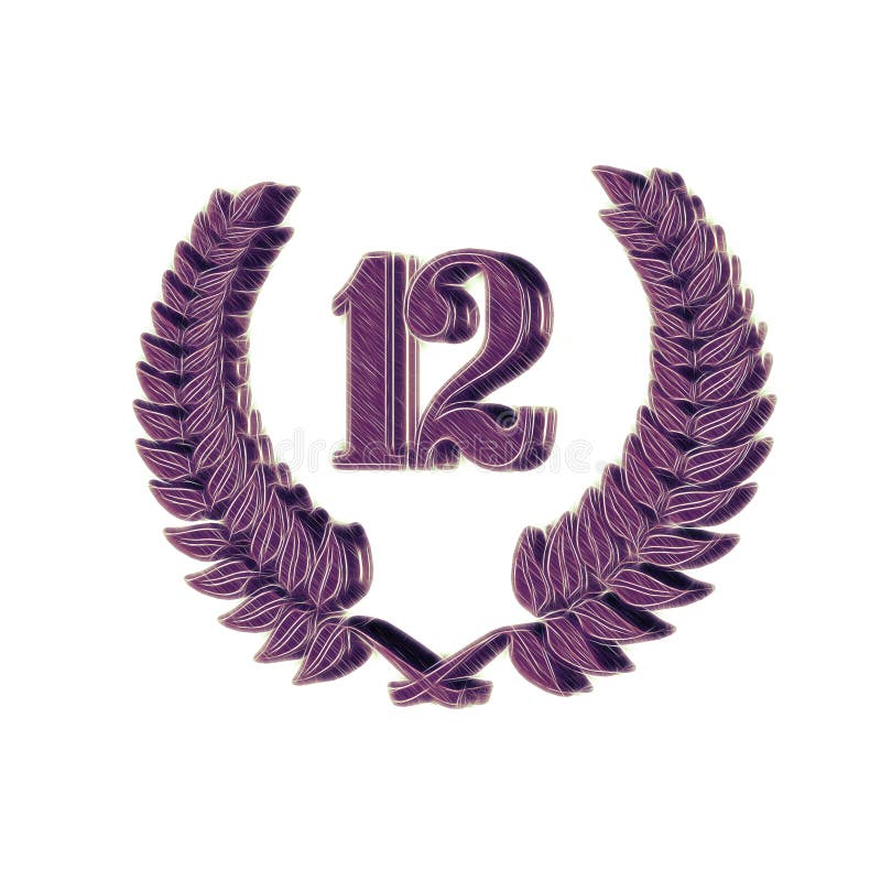 Number 12 with Laurel Wreath or Honor Wreath As a 3D-illustration, 3D ...