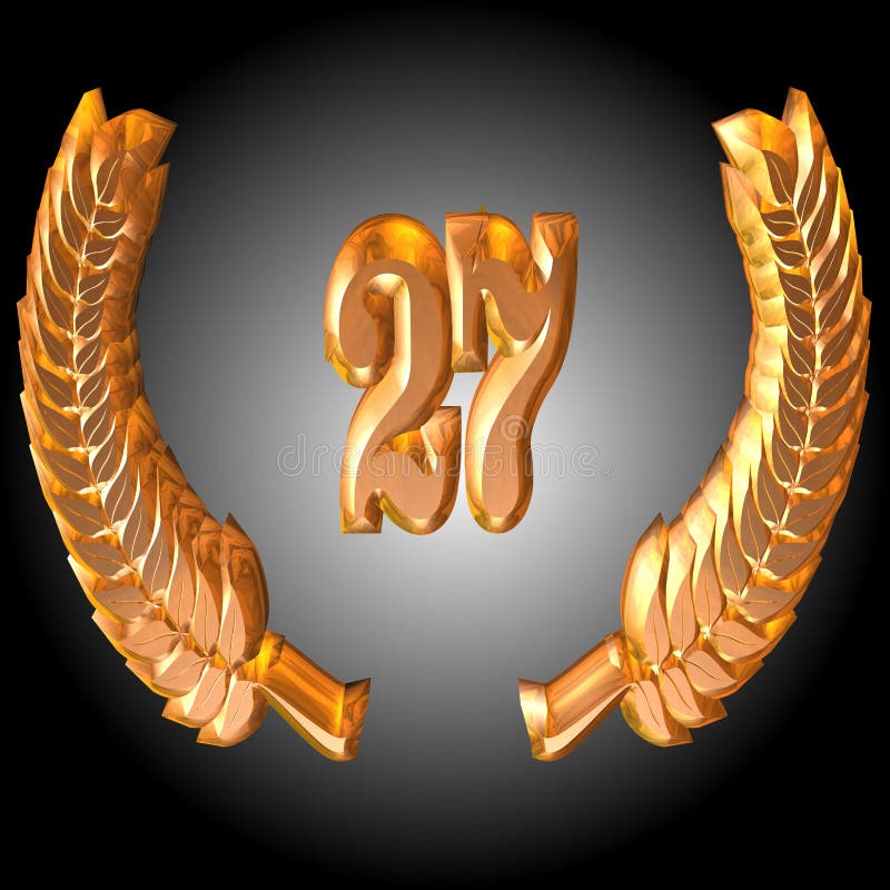 Number 27 with Laurel Wreath or Honor Wreath As a 3D-illustration, 3D ...