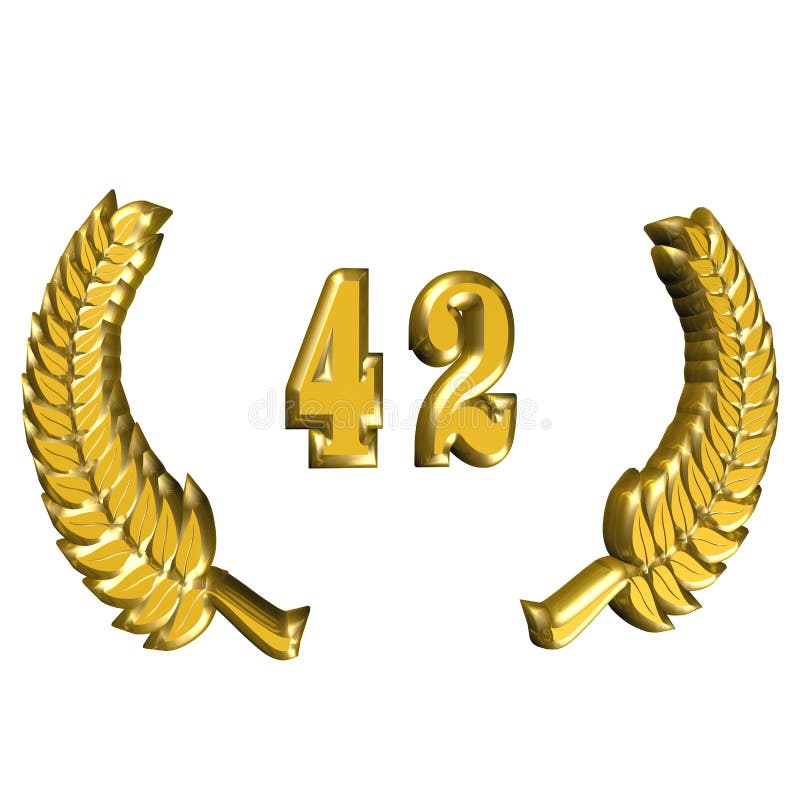 Number 42 with Laurel Wreath or Honor Wreath As a 3D-illustration, 3D ...