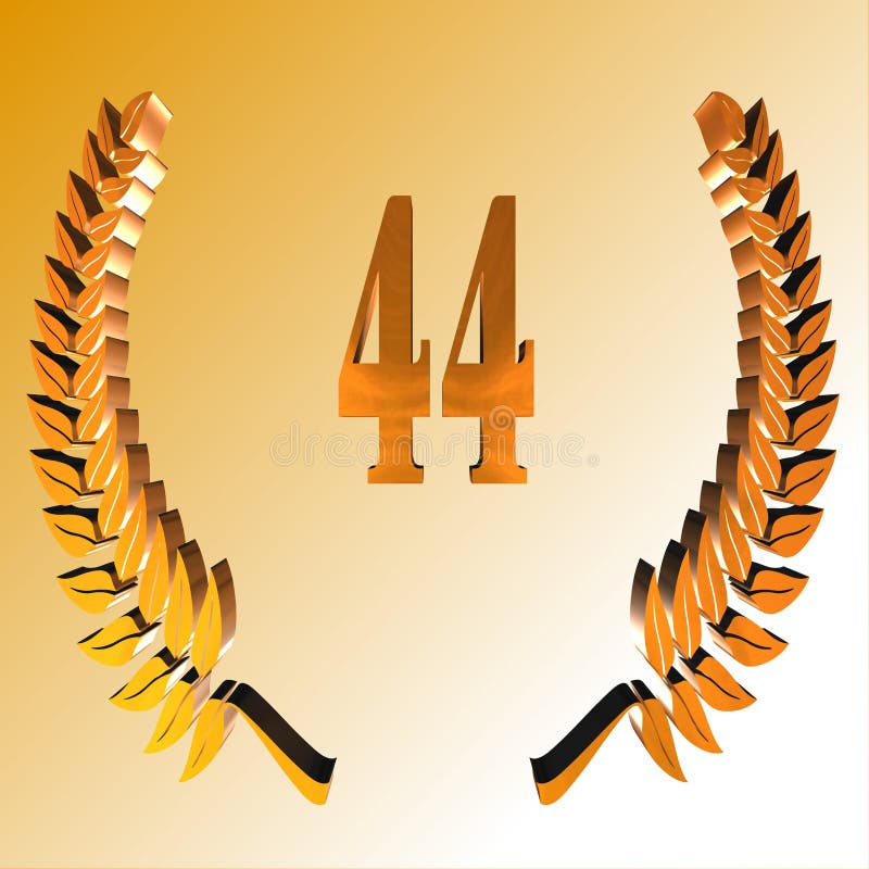 Number 44 with Laurel Wreath or Honor Wreath As a 3D-illustration, 3D ...