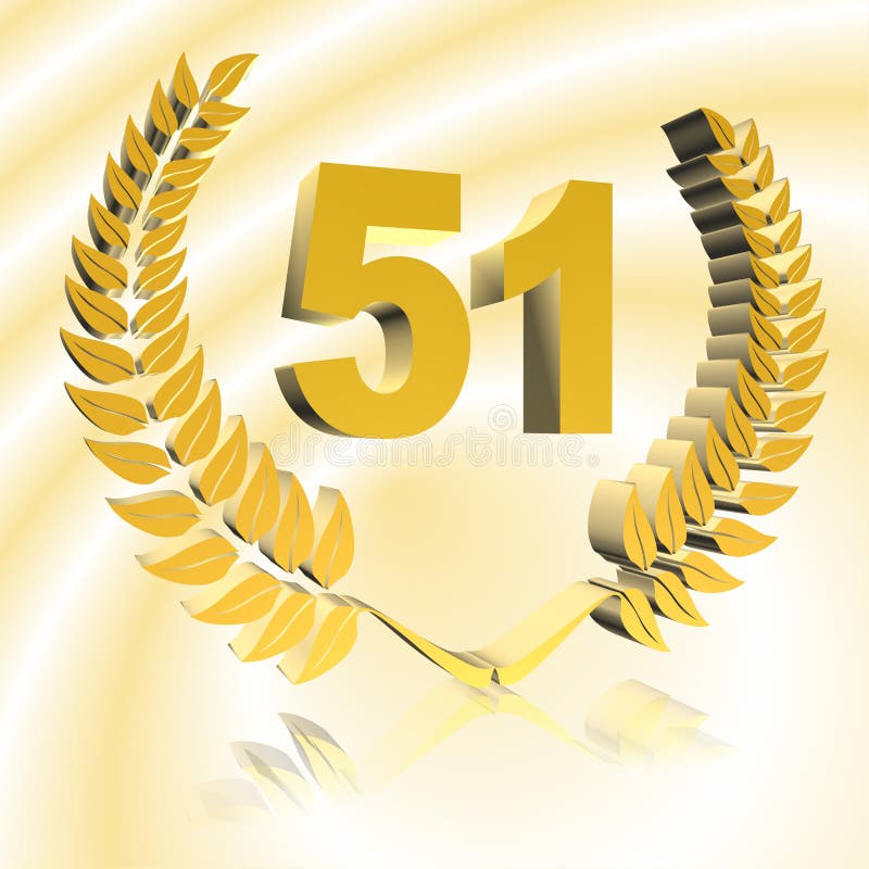 Number 51 with Laurel Wreath or Honor Wreath As a 3D-illustration, 3D ...