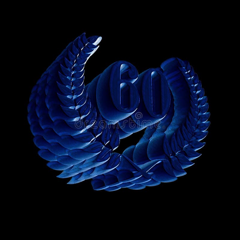 Number 60 with Laurel Wreath or Honor Wreath As a 3D-illustration, 3D ...