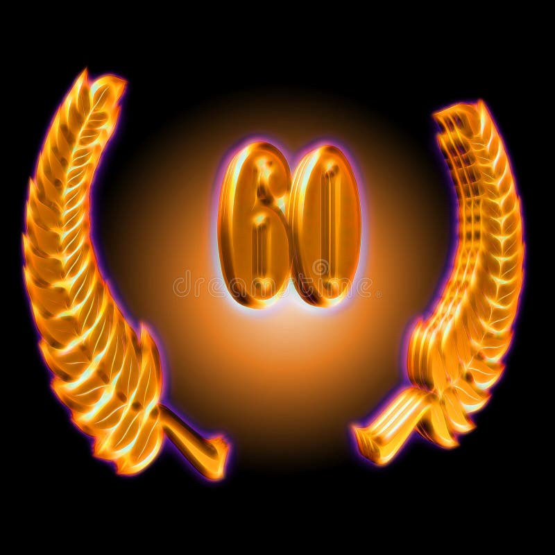 Number 60 with Laurel Wreath or Honor Wreath As a 3D-illustration, 3D ...