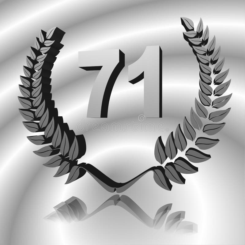 Number 71 with Laurel Wreath or Honor Wreath As a 3D-illustration, 3D ...