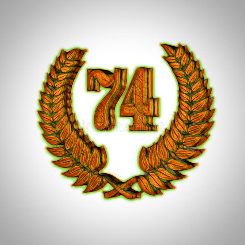 Number 74 with Laurel Wreath or Honor Wreath As a 3D-illustration, 3D ...