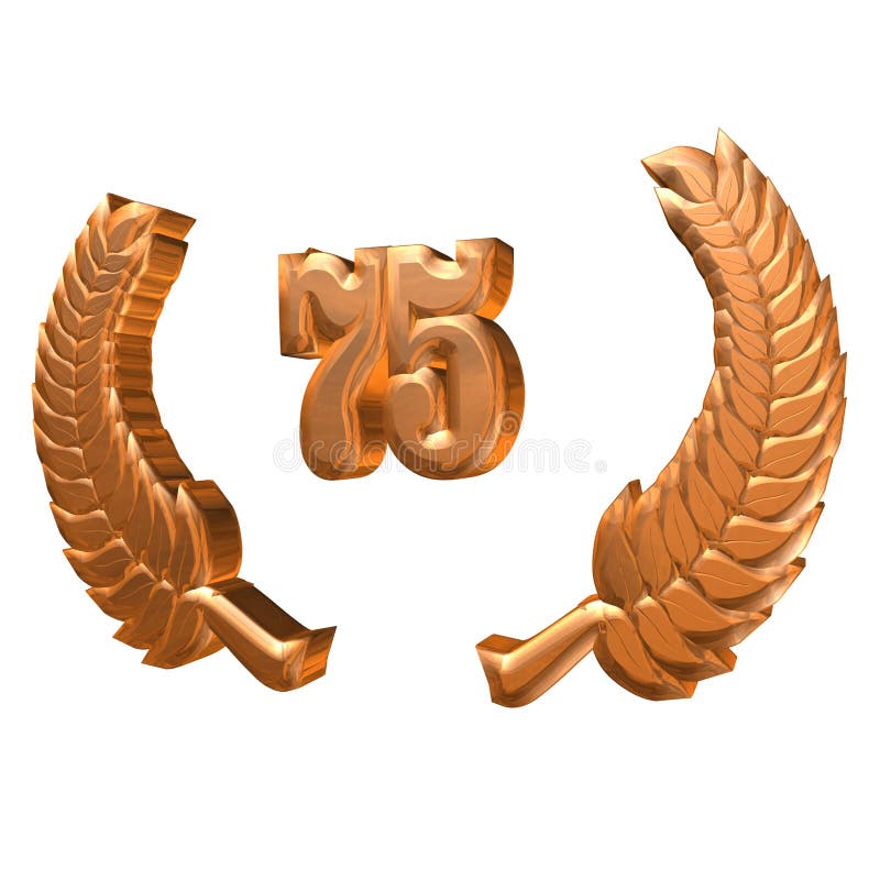 Number 75 with Laurel Wreath or Honor Wreath As a 3D-illustration, 3D ...