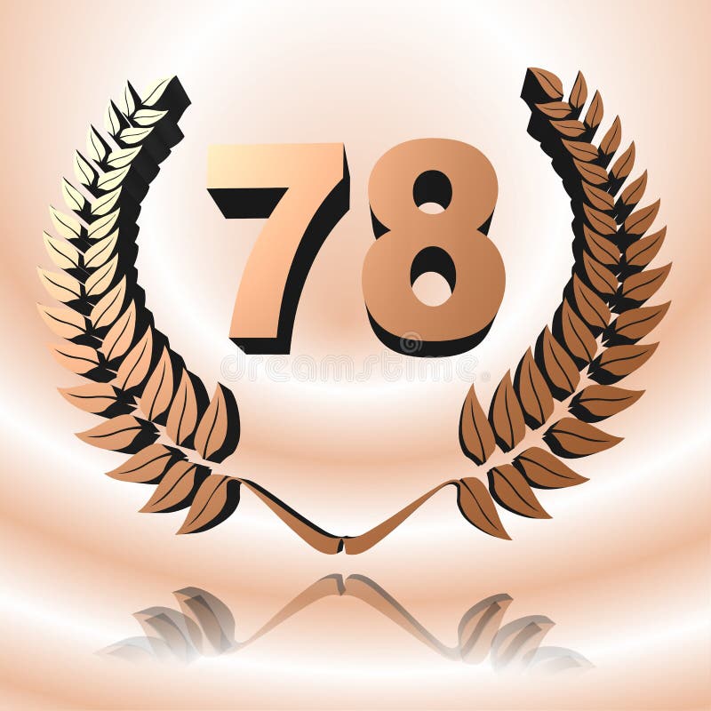 Number 78 with Laurel Wreath or Honor Wreath As a 3D-illustration, 3D ...