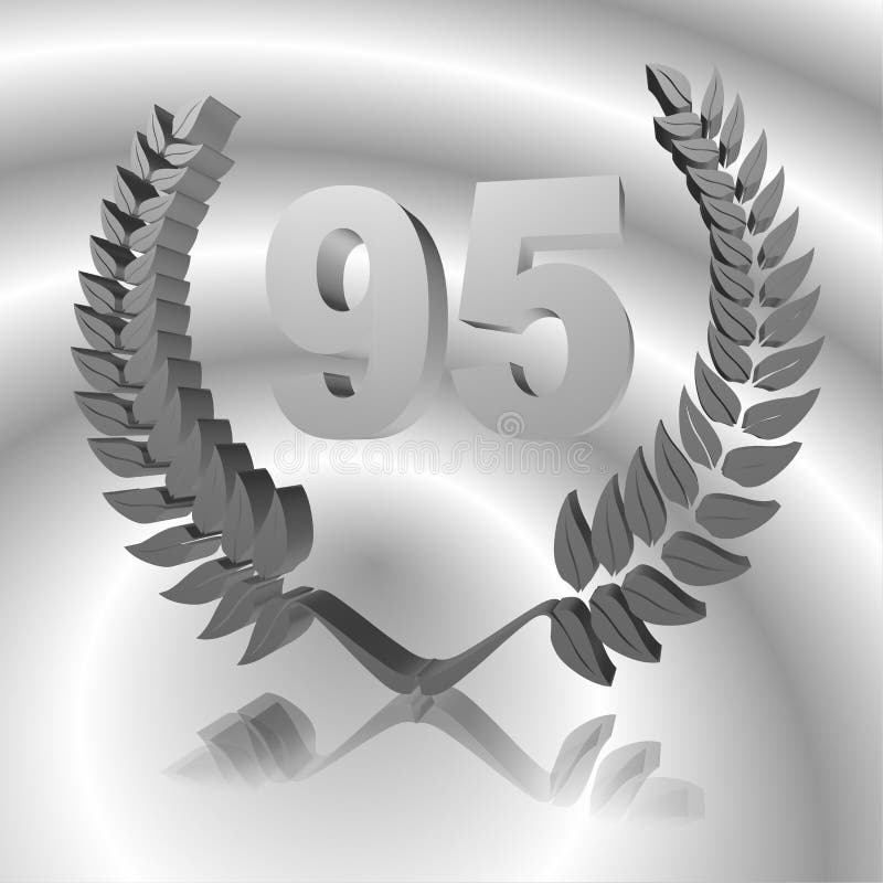 Number 95 with Laurel Wreath or Honor Wreath As a 3D-illustration, 3D ...