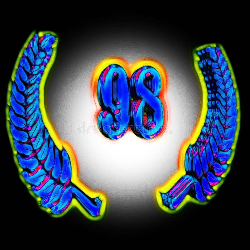 Number 98 with Laurel Wreath or Honor Wreath As a 3D-illustration, 3D ...