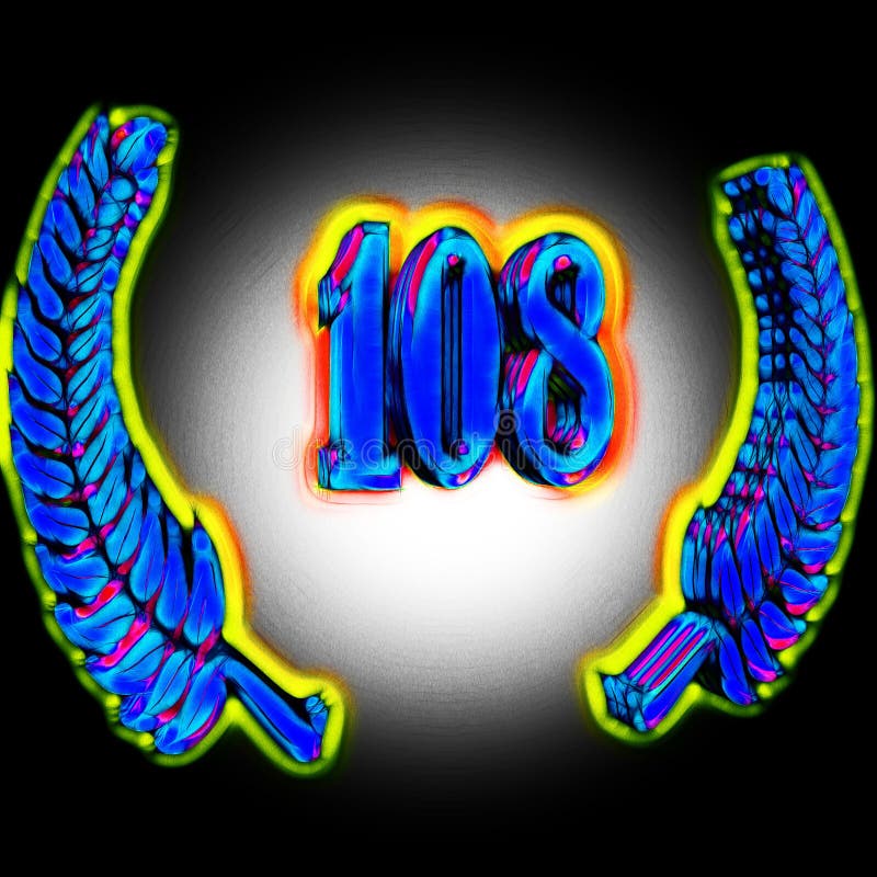 Number 108 with Laurel Wreath or Honor Wreath As a 3D-illustration, 3D ...