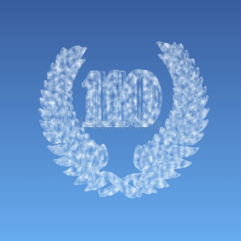 Number 110 with Laurel Wreath or Honor Wreath As a 3D-illustration, 3D ...