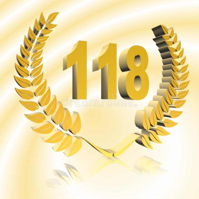 Number 118 with Laurel Wreath or Honor Wreath As a 3D-illustration, 3D ...