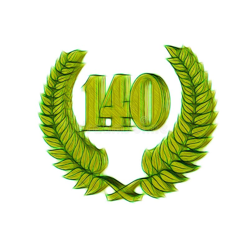 Number 140 with Laurel Wreath or Honor Wreath As a 3D-illustration, 3D ...