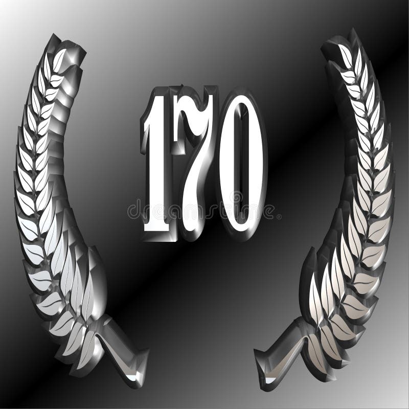 Number 170 with Laurel Wreath or Honor Wreath As a 3D-illustration, 3D ...