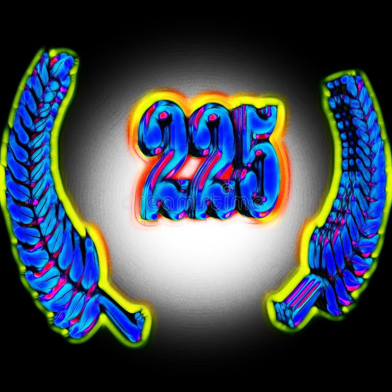 Number 225 with Laurel Wreath or Honor Wreath As a 3D-illustration, 3D ...