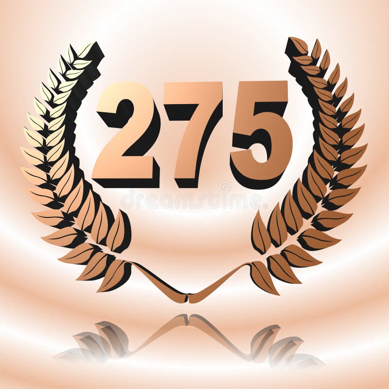 Number 275 with Laurel Wreath or Honor Wreath As a 3D-illustration, 3D ...