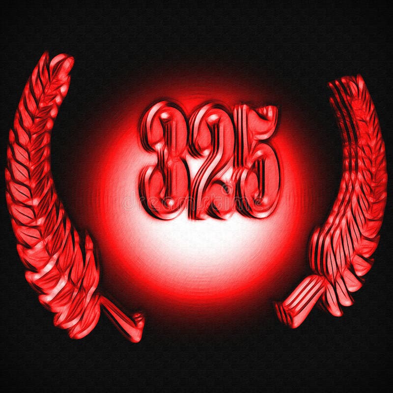 Number 325 with Laurel Wreath or Honor Wreath As a 3D-illustration, 3D ...