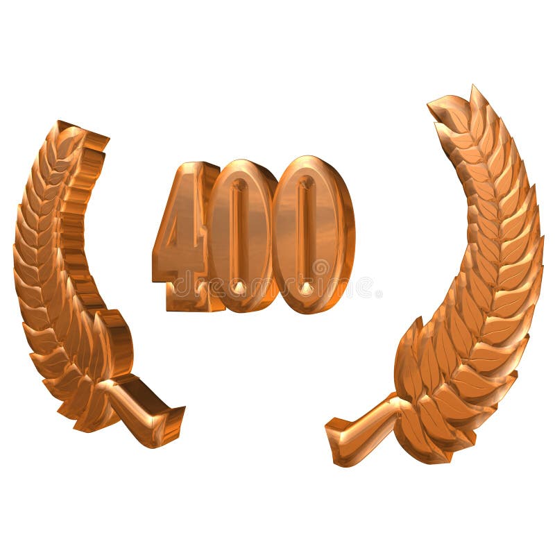 Number 400 with Laurel Wreath or Honor Wreath As a 3D-illustration, 3D ...